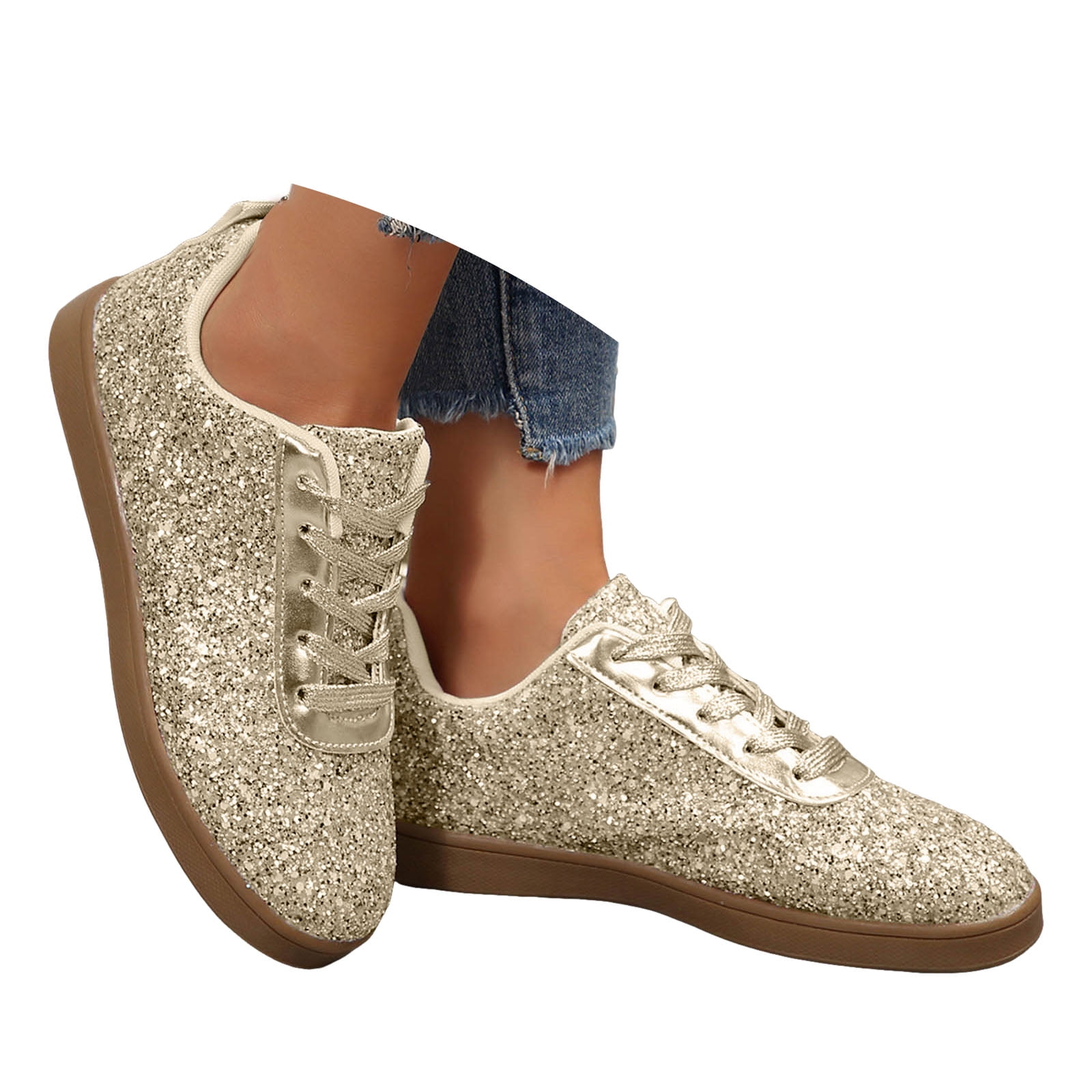 Mepaouo Rhinestone Sneakers for Women Glitter Sparkle Bling Sequin ...