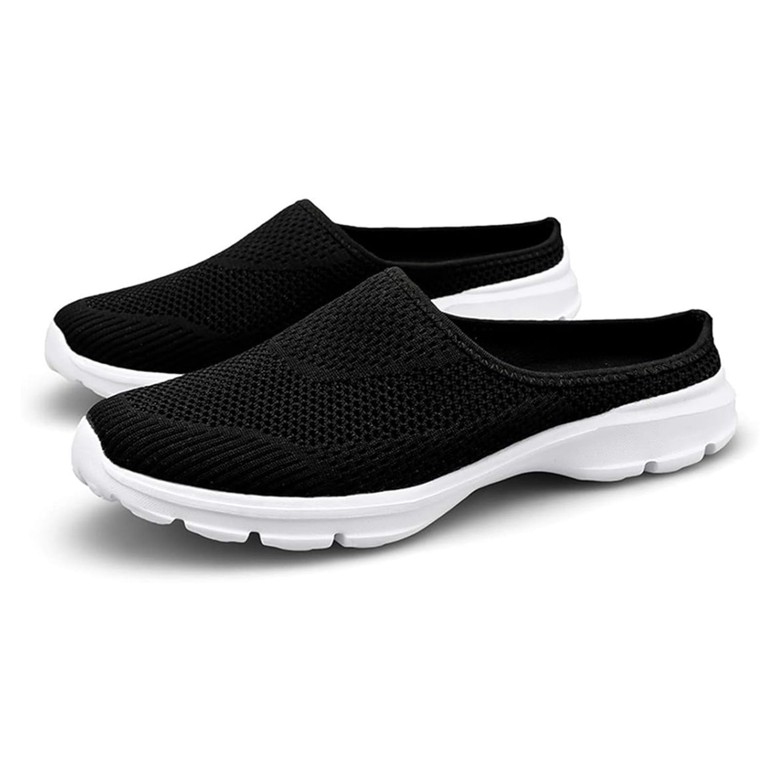Mepaouo Slip on Mules for Womens Mens Knit Breathable Walking Shoes ...