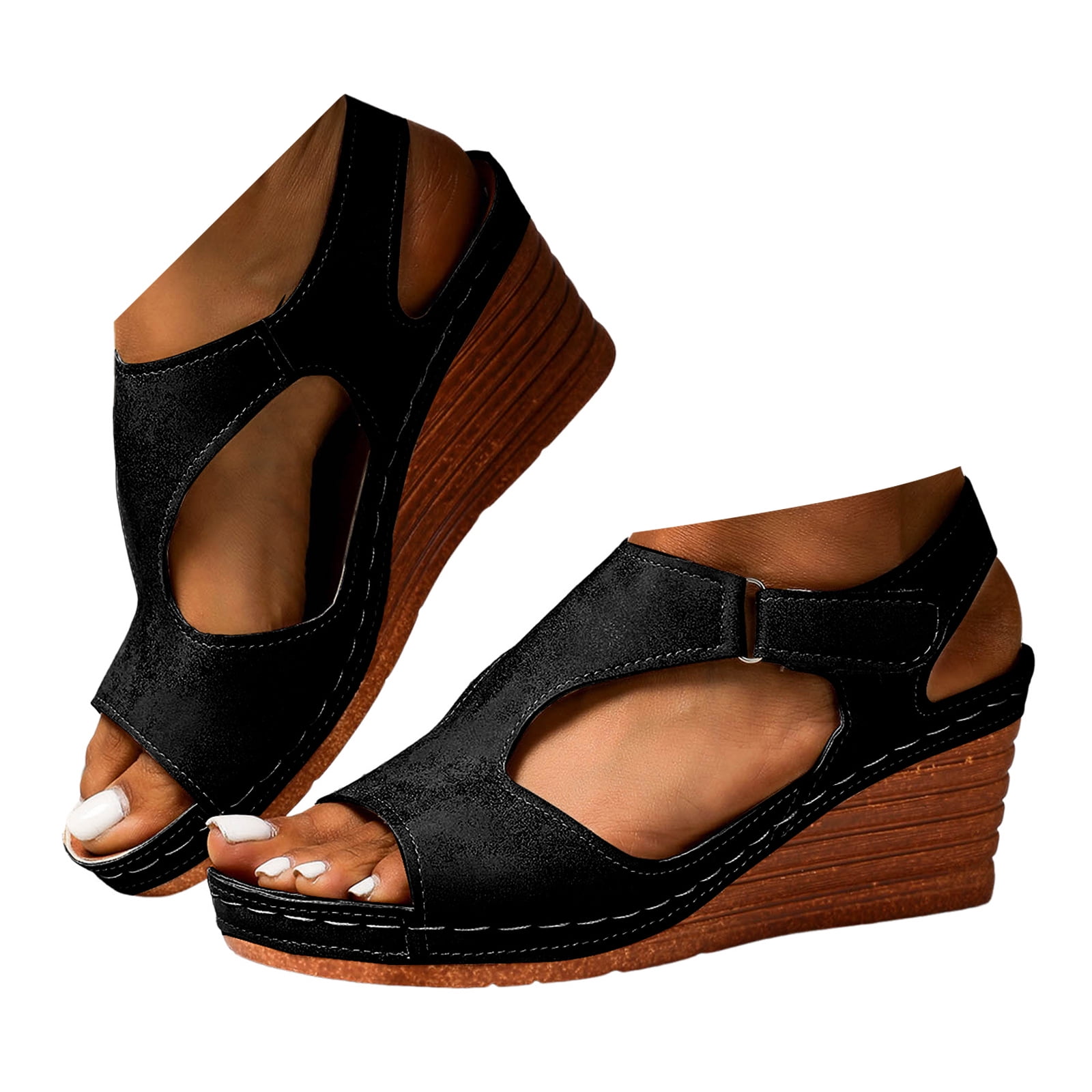 Mepaouo Wedge Sandals for Women 2025 Orthopedic Walking Platform Dress ...