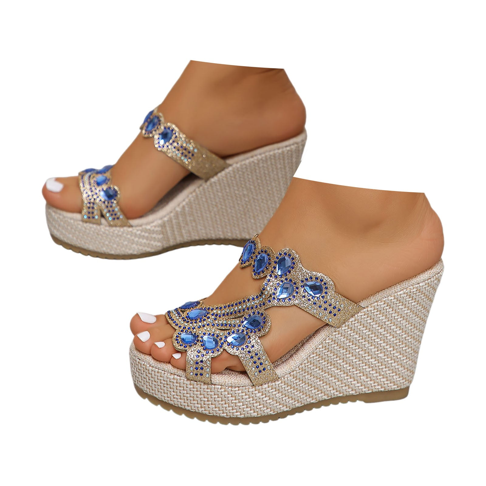 Mepaouo Wedge Sandals for Women Espadrilles High Heel Dress Shoes ...