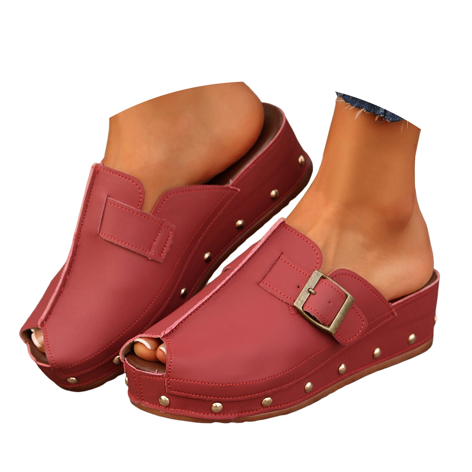 Mepaouo Wedge Sandals for Women Peep Toe Platform Slides 2025 Fashion ...