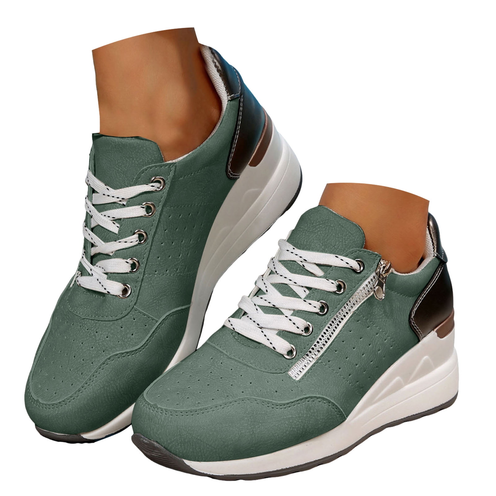 Mepaouo Wedge Sneakers for Women High Heel Platform Walking Shoes Thick ...