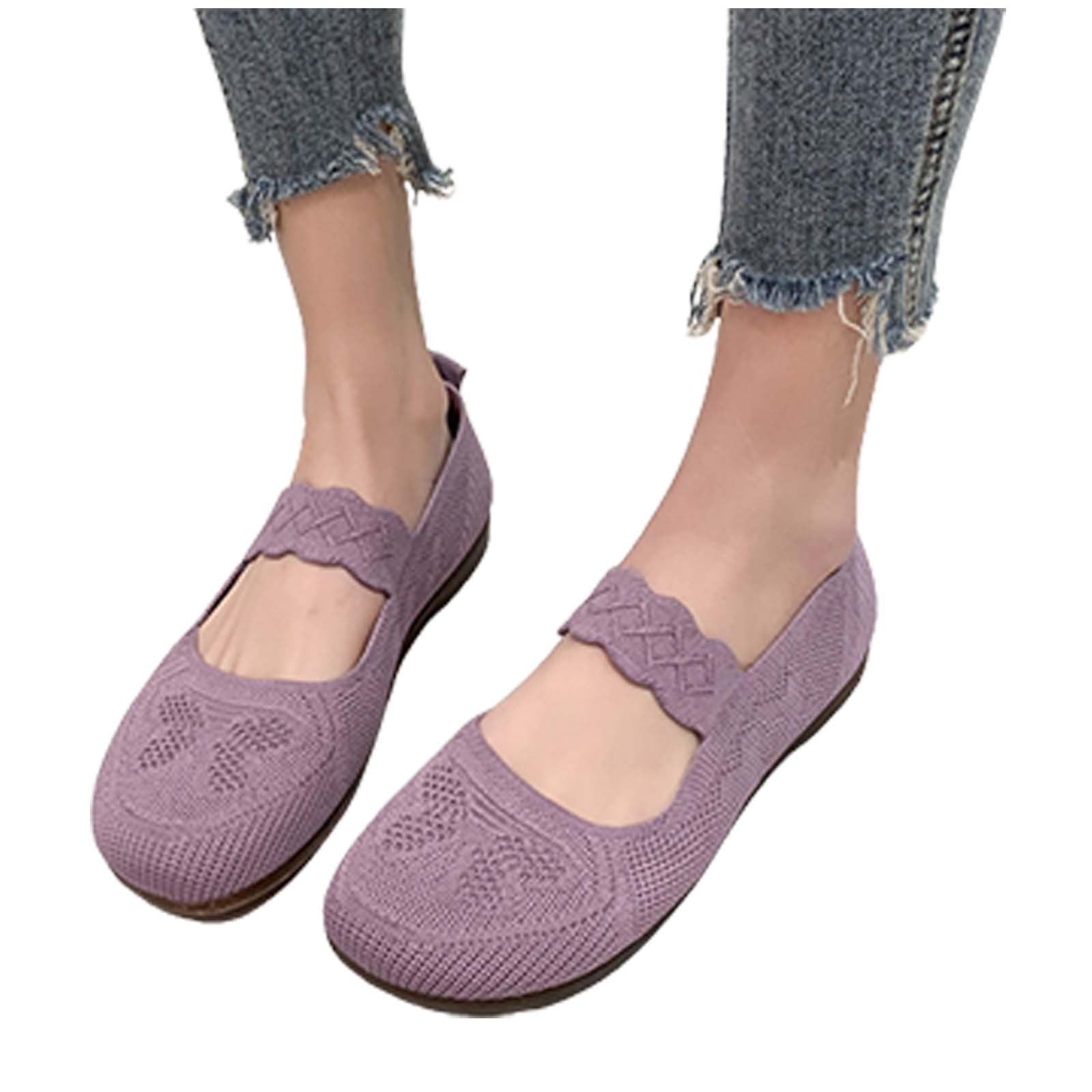 Mepaouo Wide Toe Box Flat Shoes Women Comfortable Ballet Shoes Slip on ...