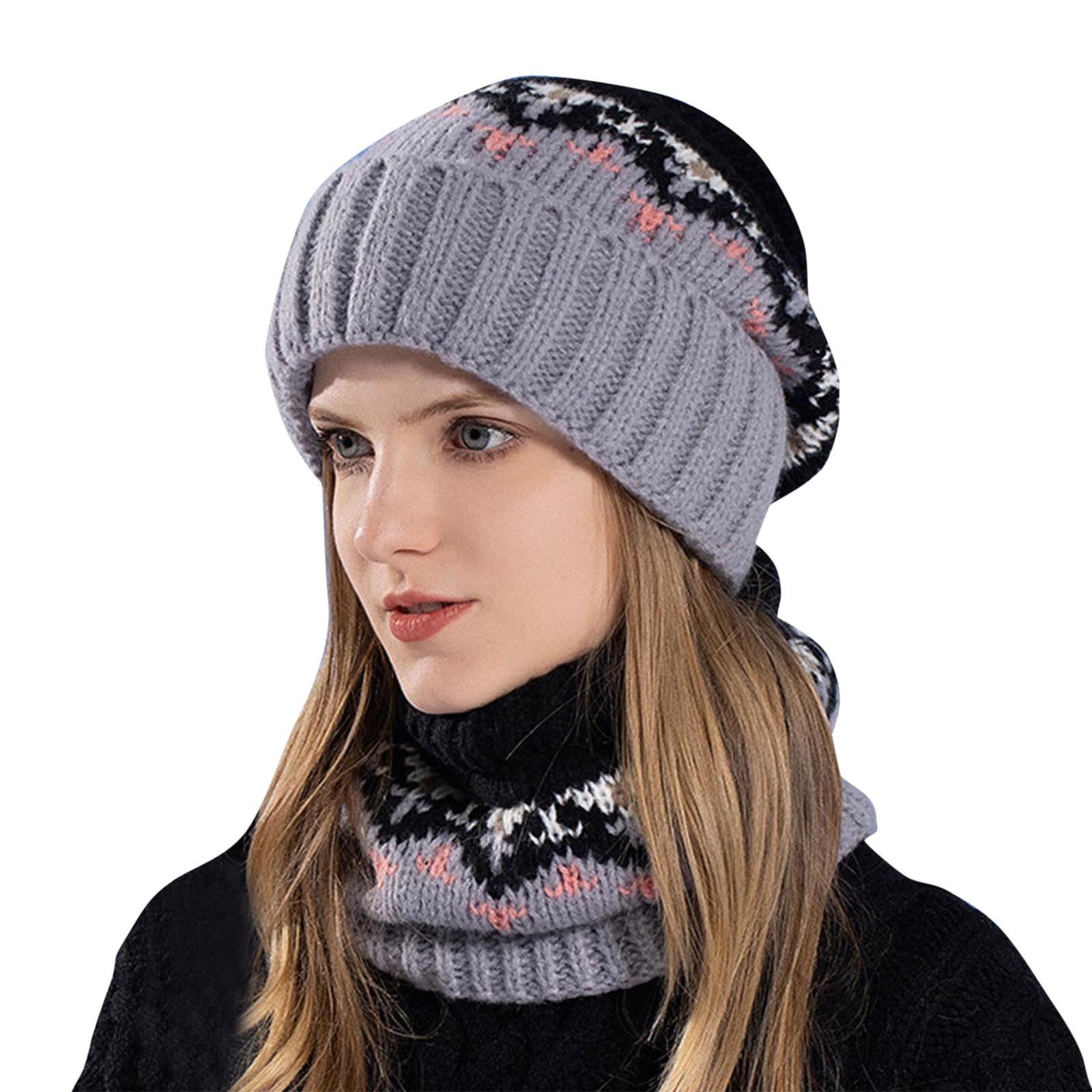 Mepaouo Women Winter Beanie Hat Circle Scarf Set Ski Snow Ear Flaps ...