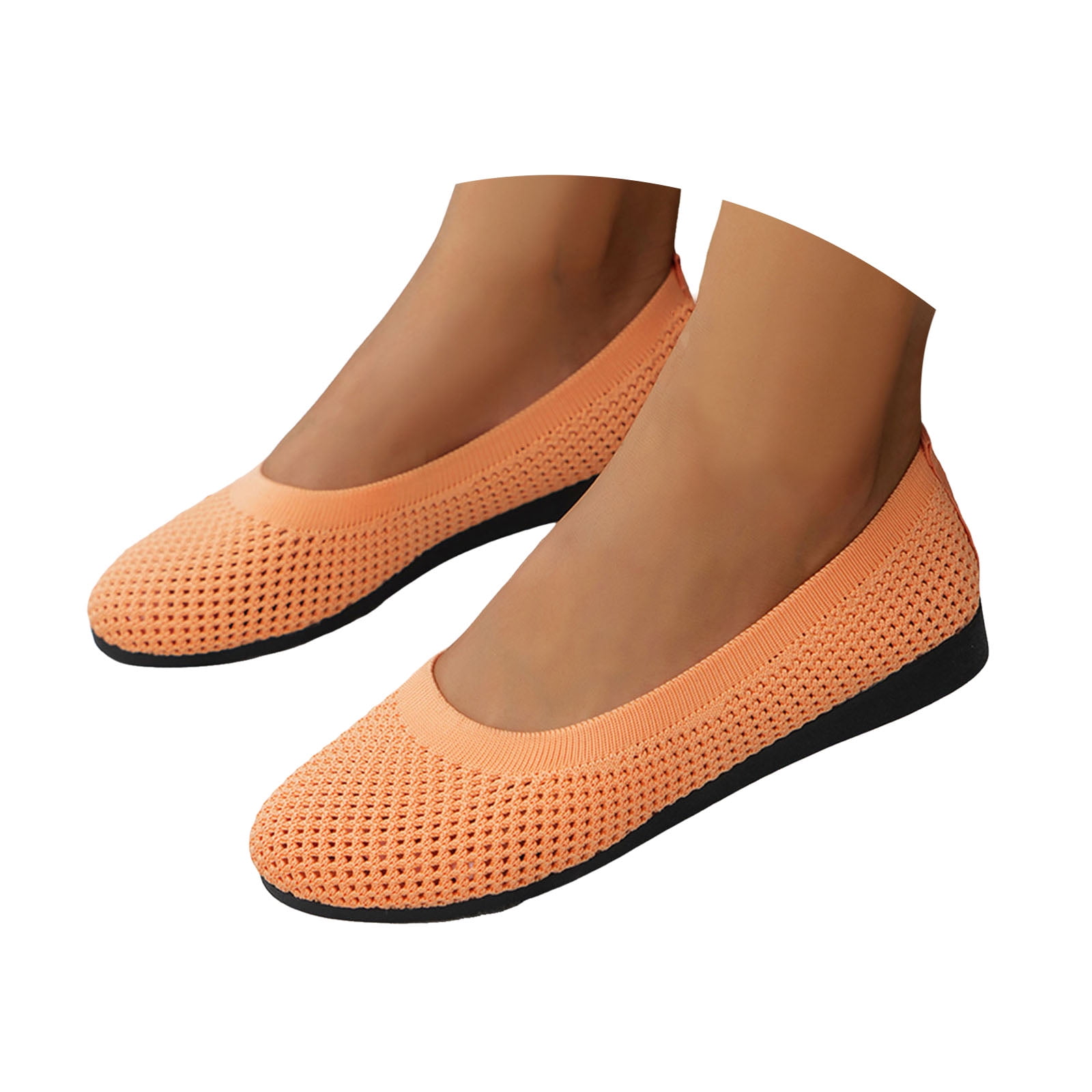 Mepaouo Women's Ballet Slip on Flats Knit Round Toe Ballerina Walking ...