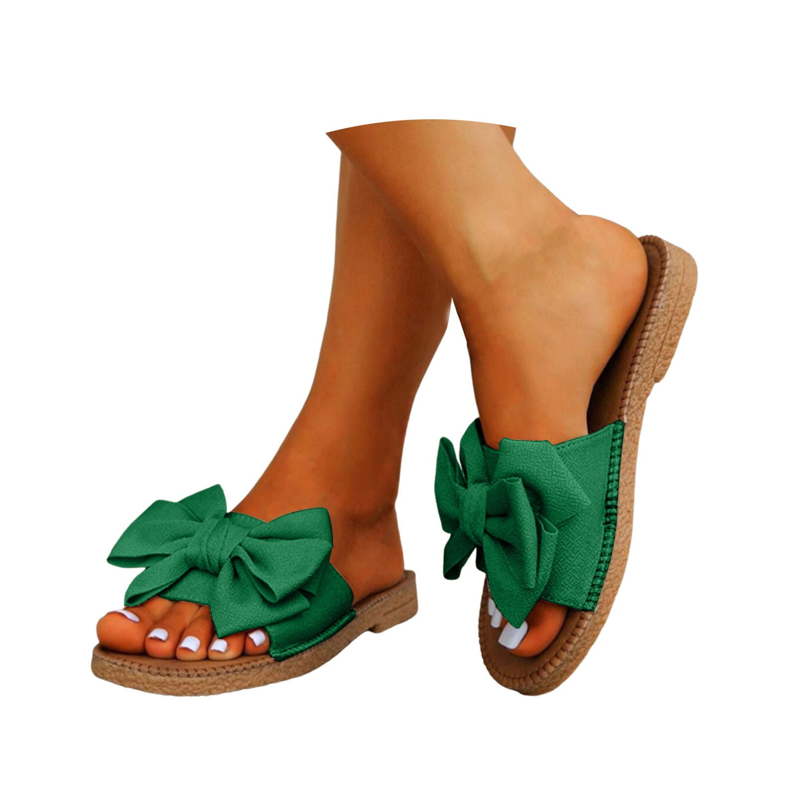 Mepaouo Women's Beach Slide Sandals Bow Slip on Footbed Slippers Summer ...
