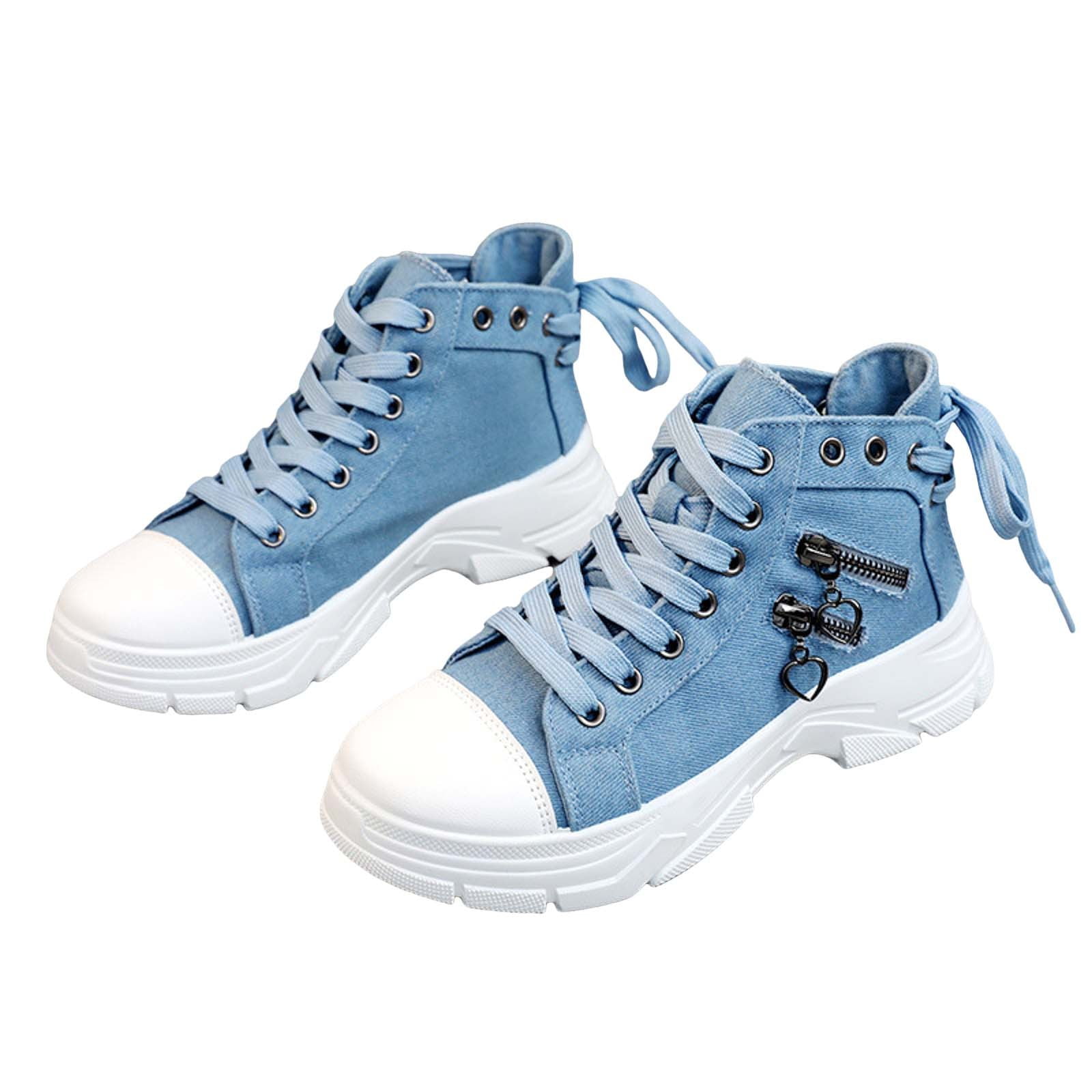 Mepaouo Women's Casual Shoes Round Toe High Top Fashion Sneakers Lace ...