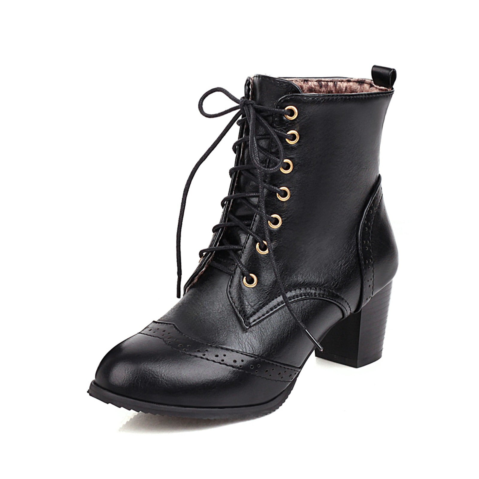 Mepaouo Women's Combat Ankle Boots Lace up Heel Fashion Walking Riding ...