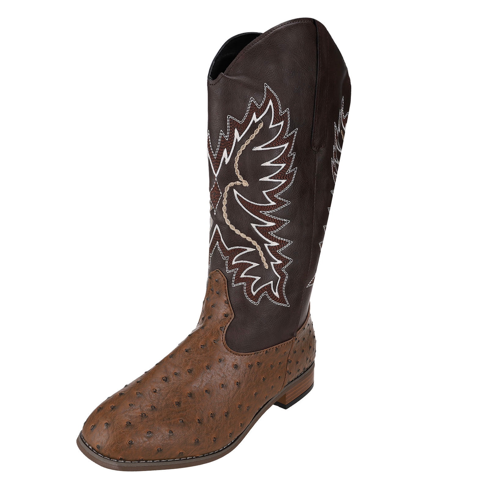 Mepaouo Women's Cowboy Cowgirl Boots Embroidery Square Toe Mid Calf ...