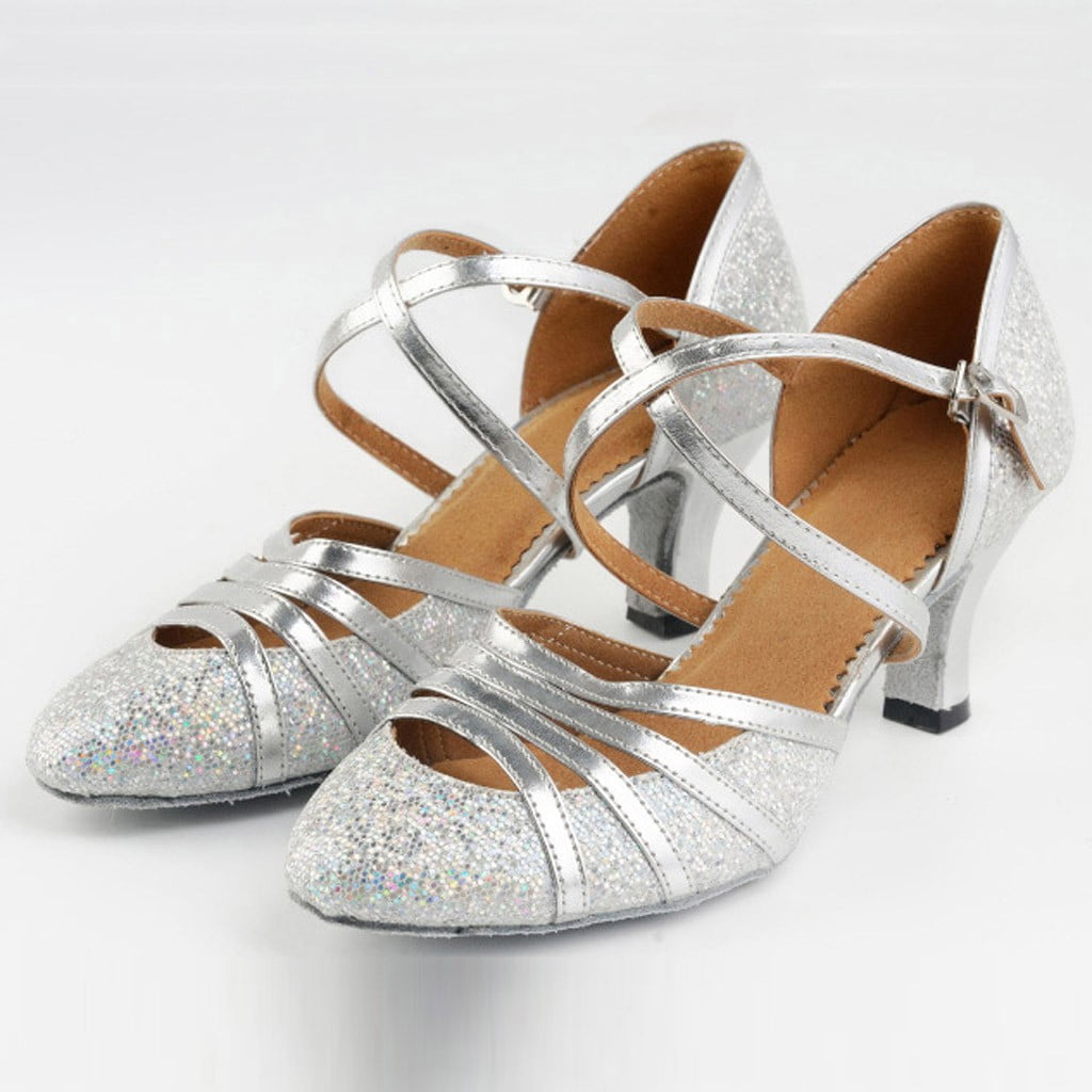 Mepaouo Women's Dance Heels Closed Toe Ballroom Dancing Shoes Latin Salsa Wedding Pumps Size 6.5 ...