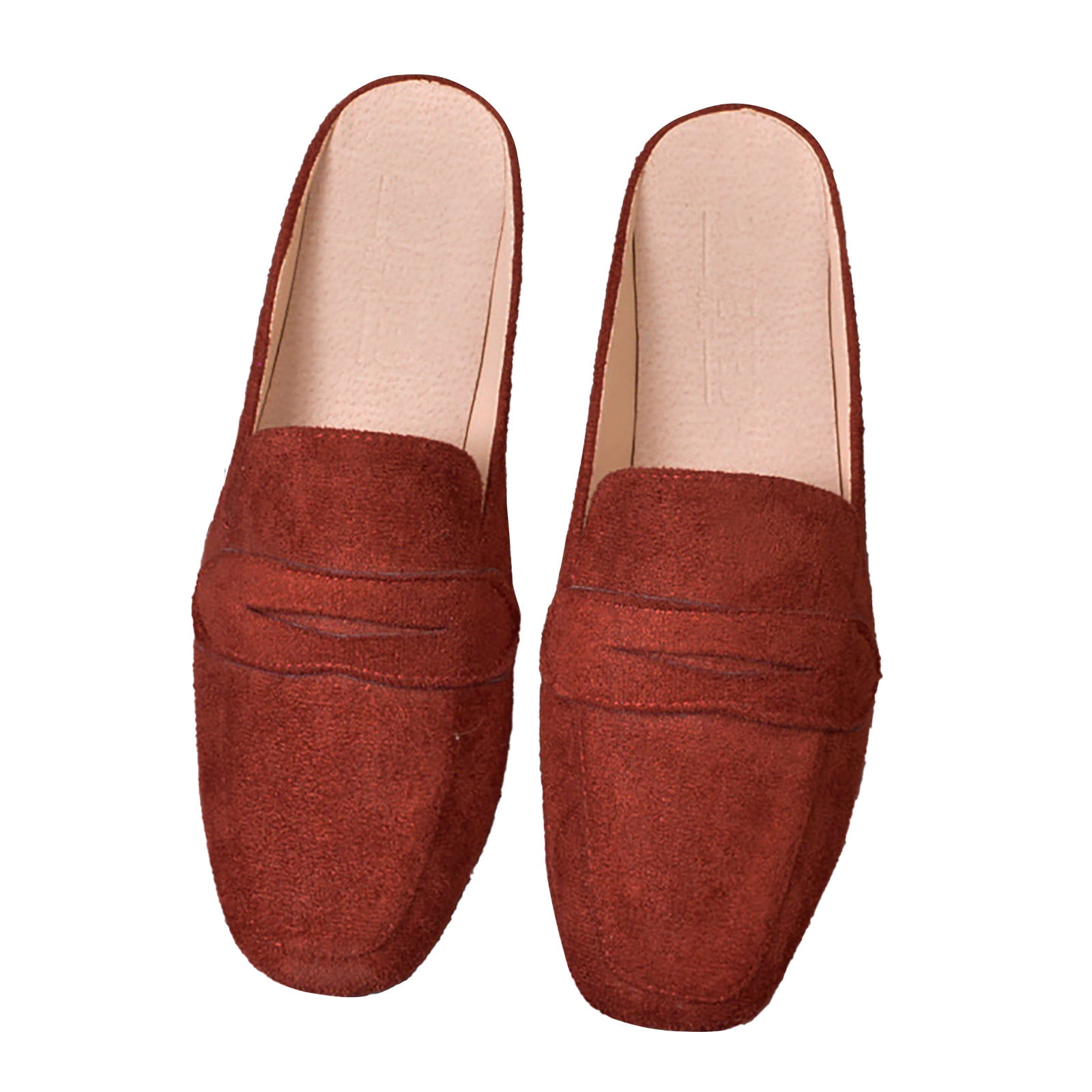 Mepaouo Women's Flat Mules Suede Square Toe Backless Slip on Slides ...