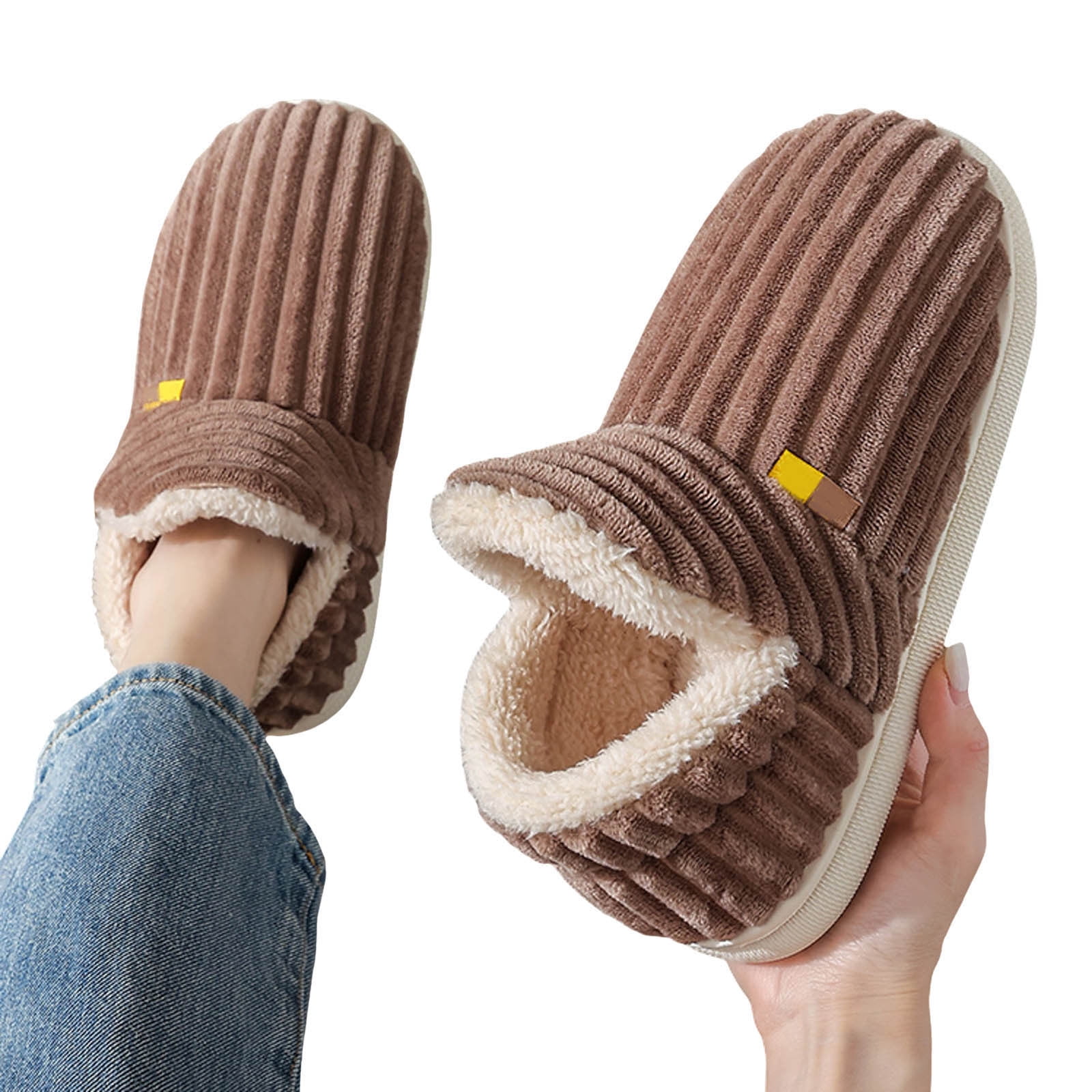 Mepaouo Women's Memory Foam House Slippers Corduroy Closed Back Home ...