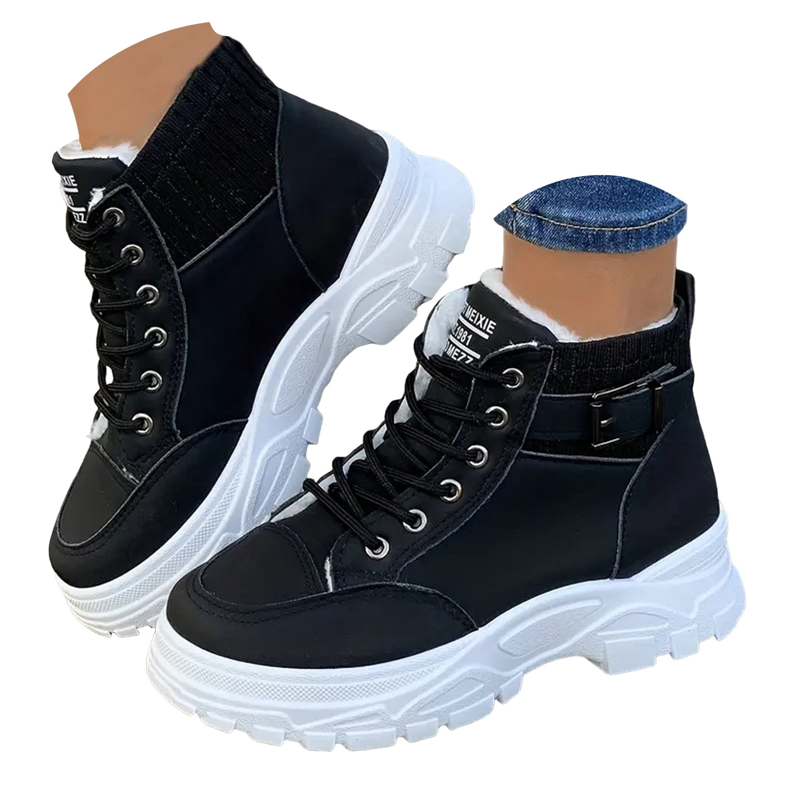 Mepaouo Women's Platform High Top Sneakers Arch Support Ankle Boots ...