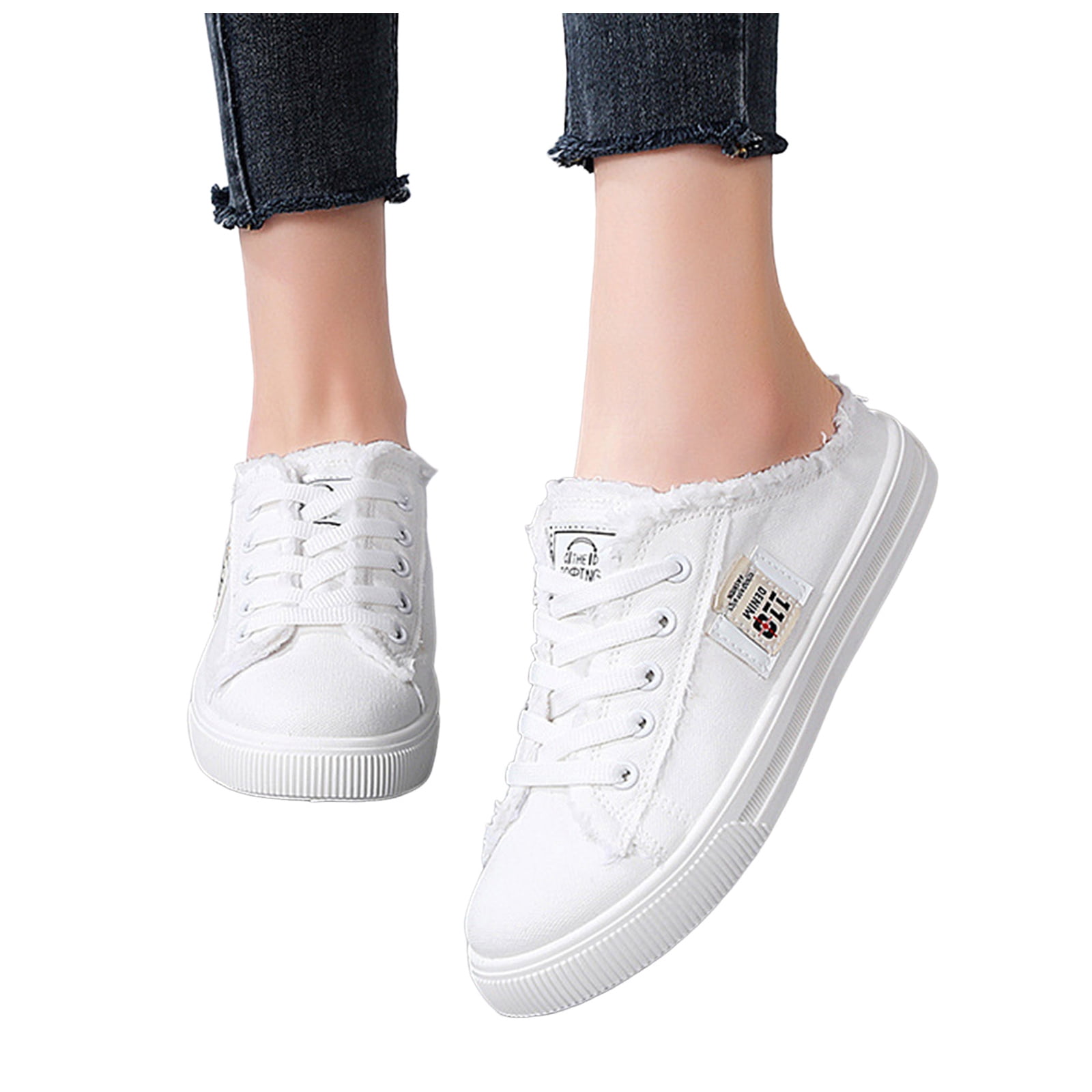 Mepaouo Women's Slip on Sneakers Canvas Mules Shoes Low Top Fashion ...