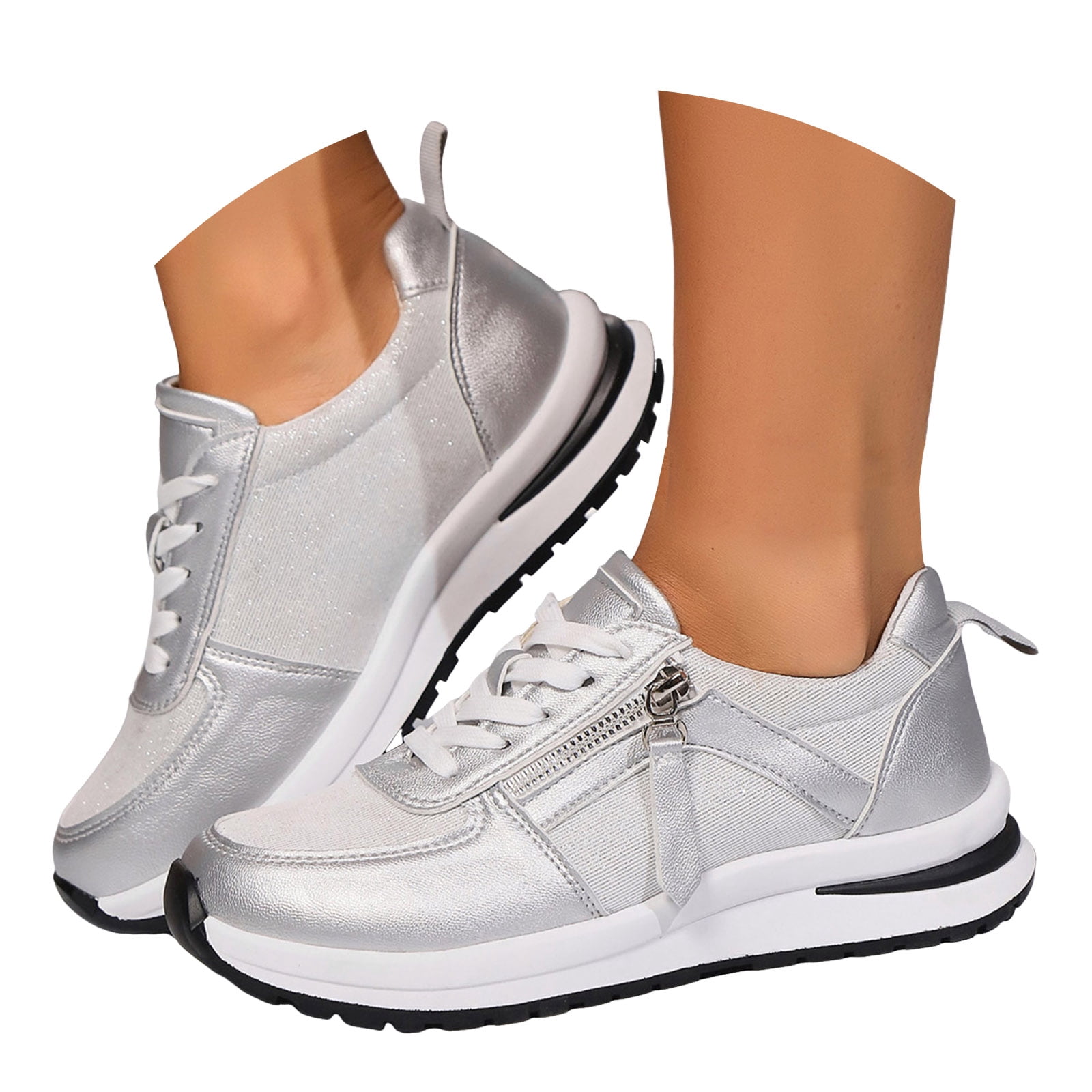 Mepaouo Women's Slip on Walking Tennis Shoes Comfort Wedge Platform ...