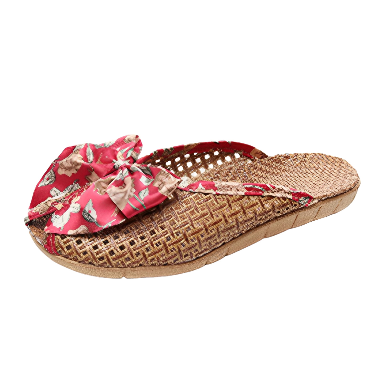 Mepaouo Women's Straw Mules Closed Toe Braided Summer Beach Flat ...
