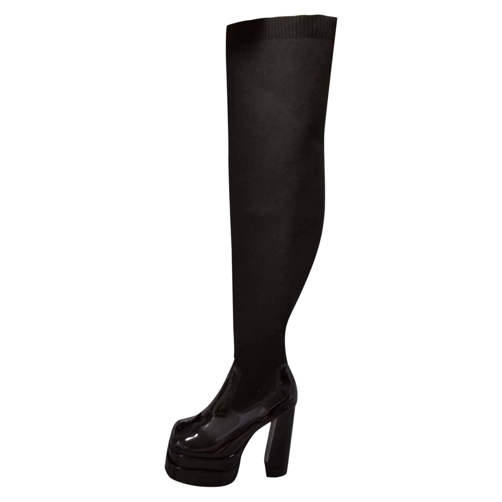 Mepaouo Women's Thigh High Boots Over The Knee Platform Chunky Plus ...