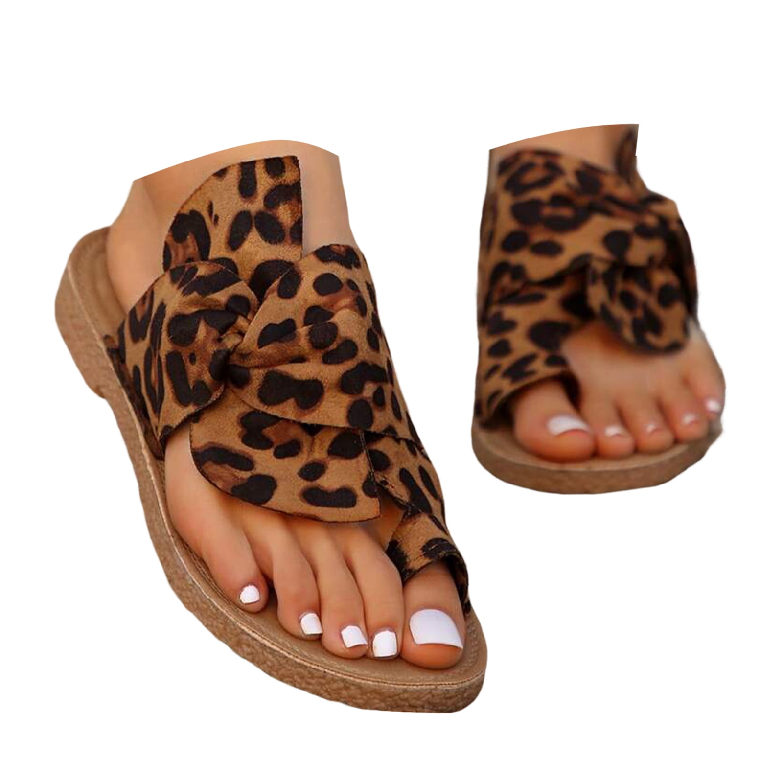 Mepaouo Women's Toe Loop Slide Sandals Comfortable Slip on Summer Flats ...