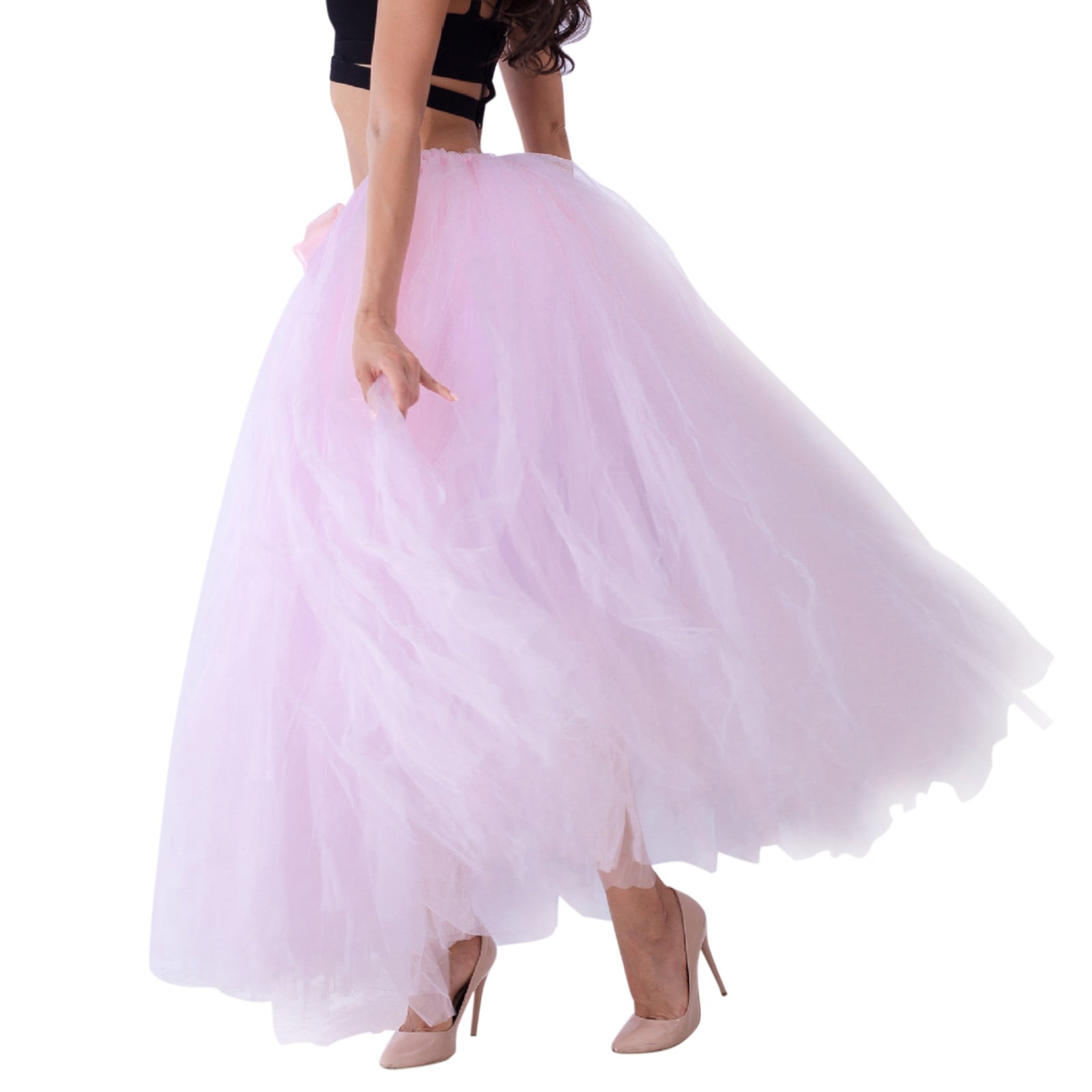 Mepaouo Women's Tulle Maxi Skirt Floor Length Layered A-line Puffy Mesh ...