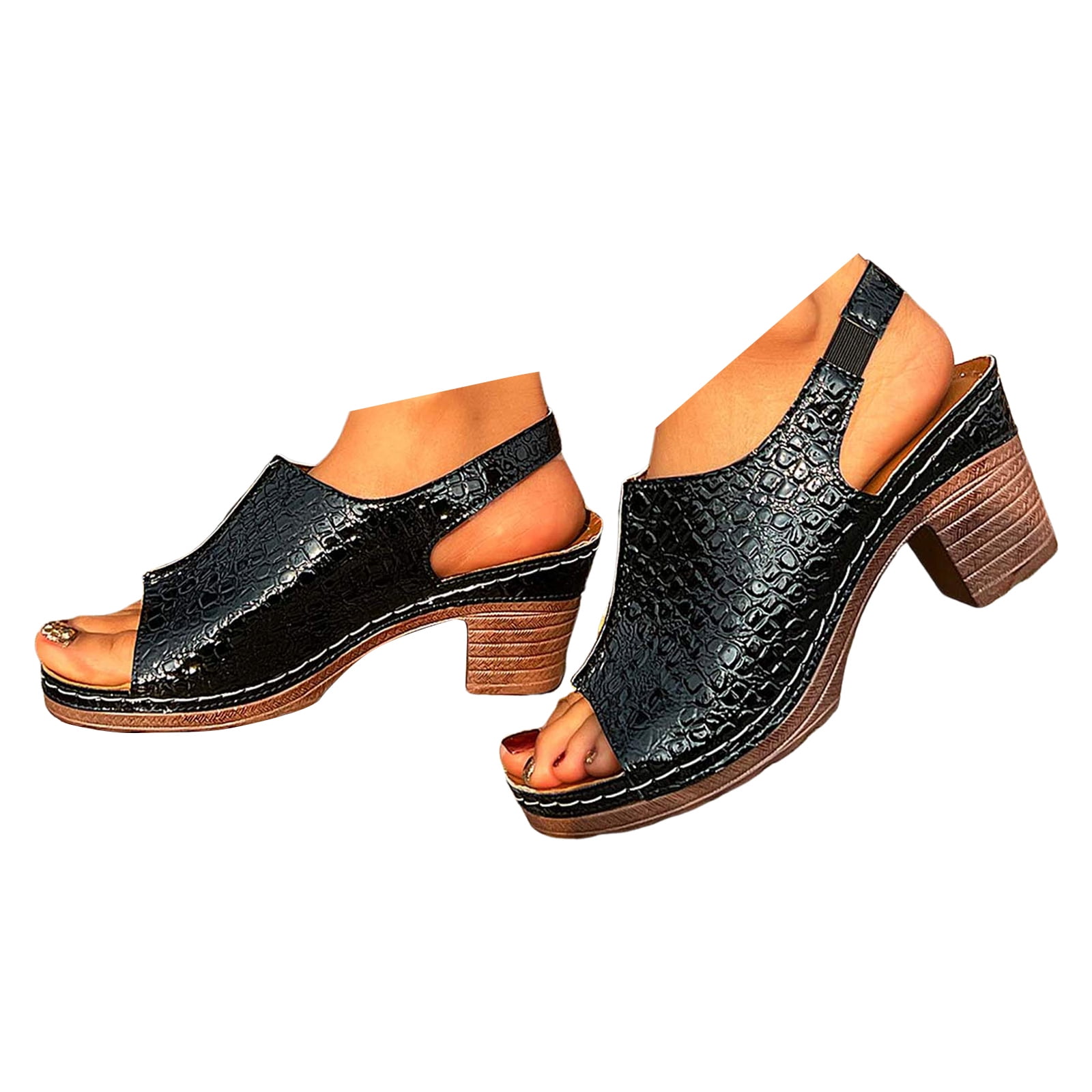 Mepaouo Women's Wedge Sandals 2025 Orthotic Slingback Summer Pumps ...