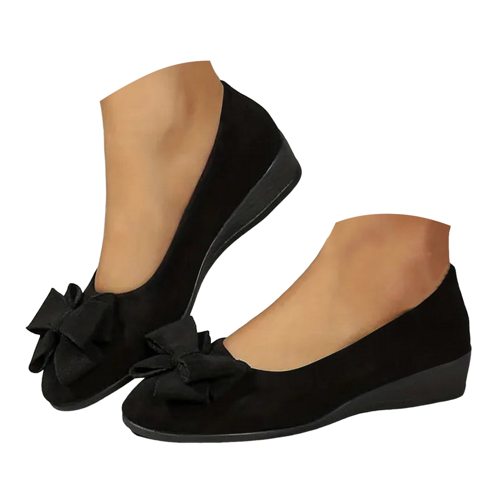 Mepaouo Women's Wedges Heels Pumps Round Toe Closed Toe Dressy Shoes ...