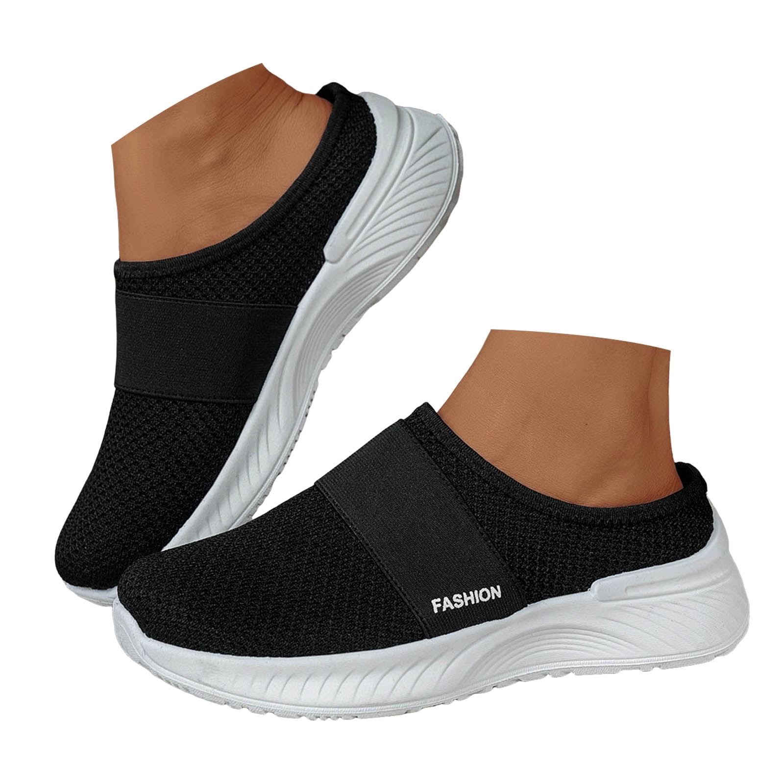 Mepaouo Womens Breathable Mesh Walking Mules Fashion Knitted Backless ...
