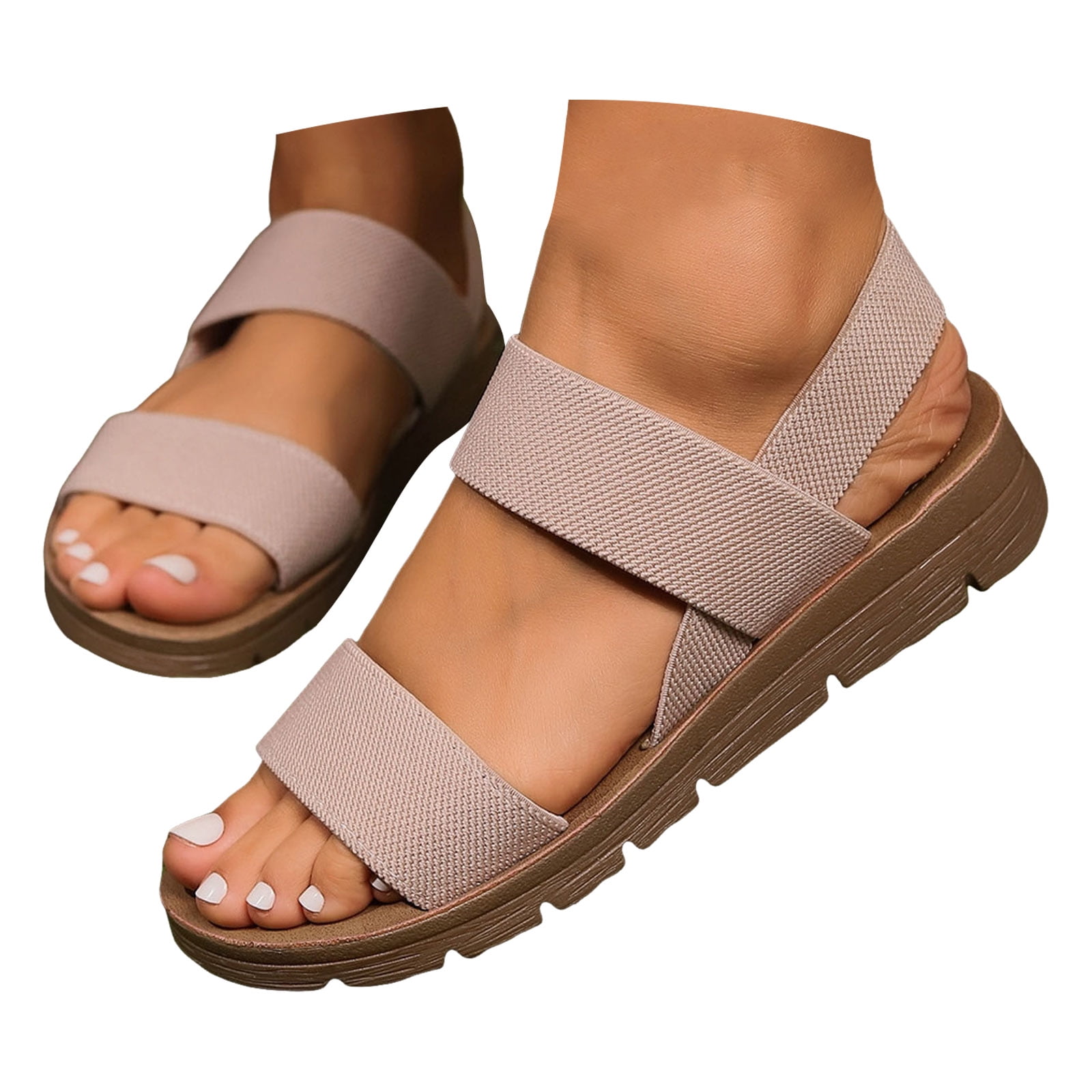 Mepaouo Womens Flat Sandals Arch Support Open Toe Platform Walking ...