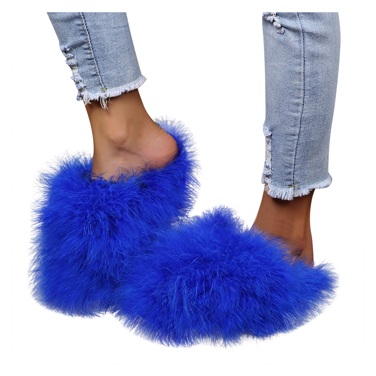 Mepaouo Womens Fluffy House Slippers Winter Fashion Warm Fuzzy Slippers ...