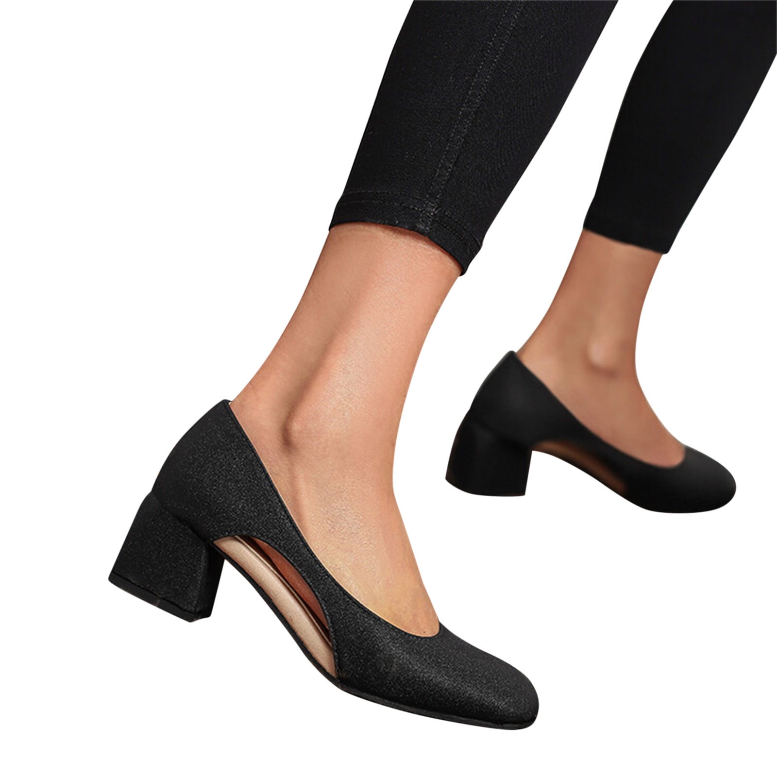 Mepaouo Womens Heeled Shoes Square Toe Low Heel Kitten Heels Wedding ...