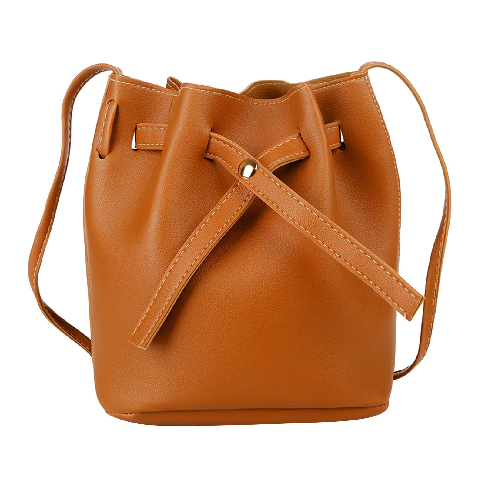 Mepaouo Womens Leather Bucket Bags Drawstring Crossbody Purse Shoulder ...
