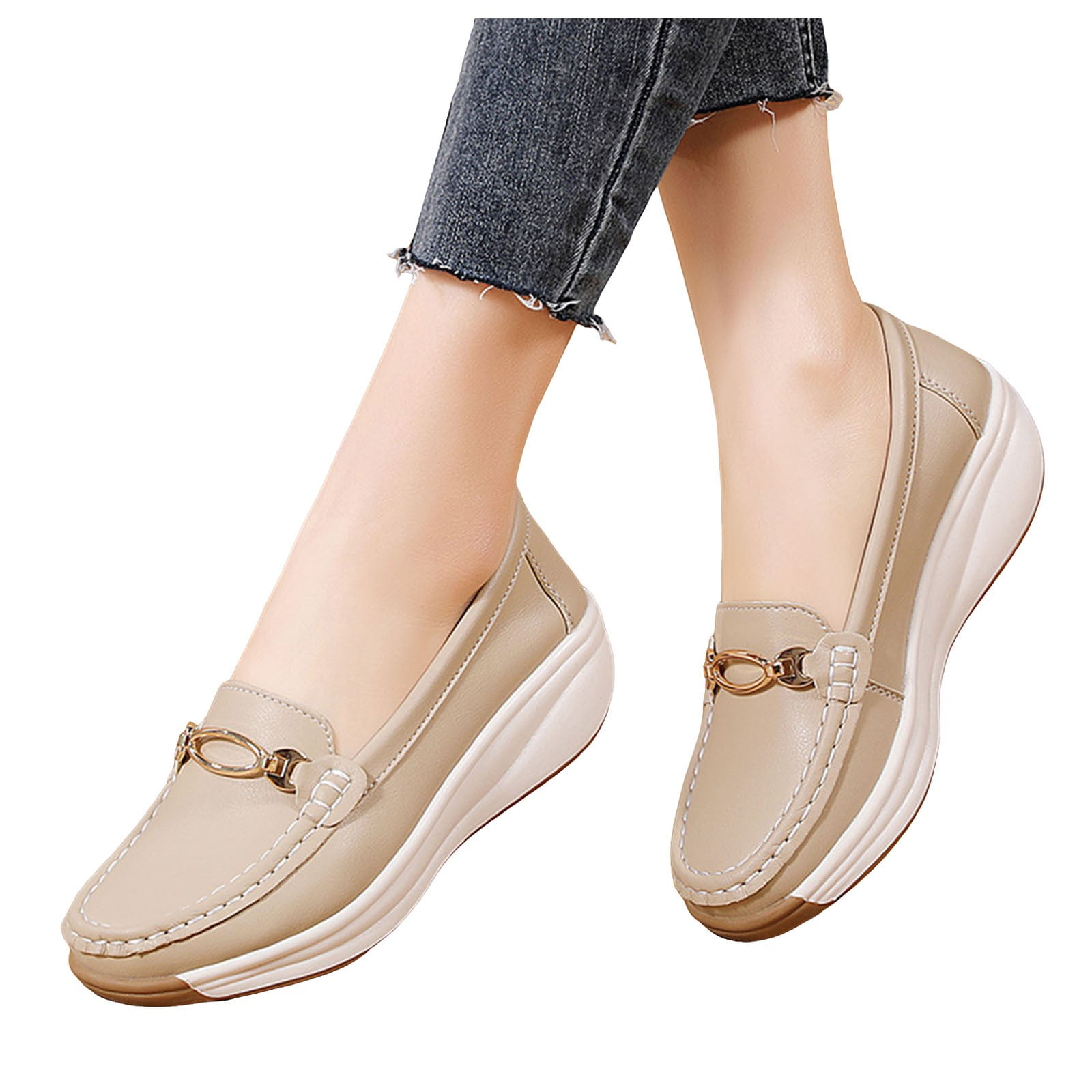 Mepaouo Womens Loafers Soft Leather Casual Walking Penny Flats ...