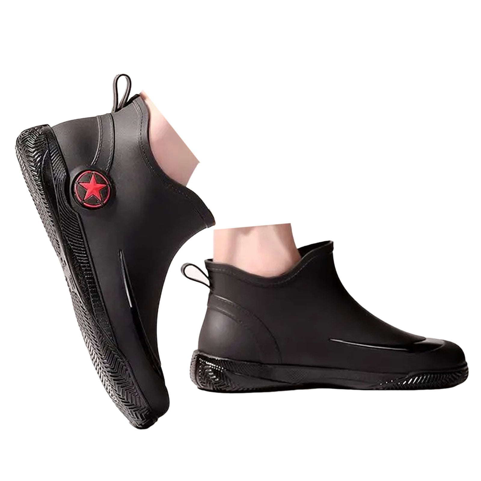 Mepaouo Womens Mens Rain Boots Waterproof Ankle Deck Booties Rubber ...