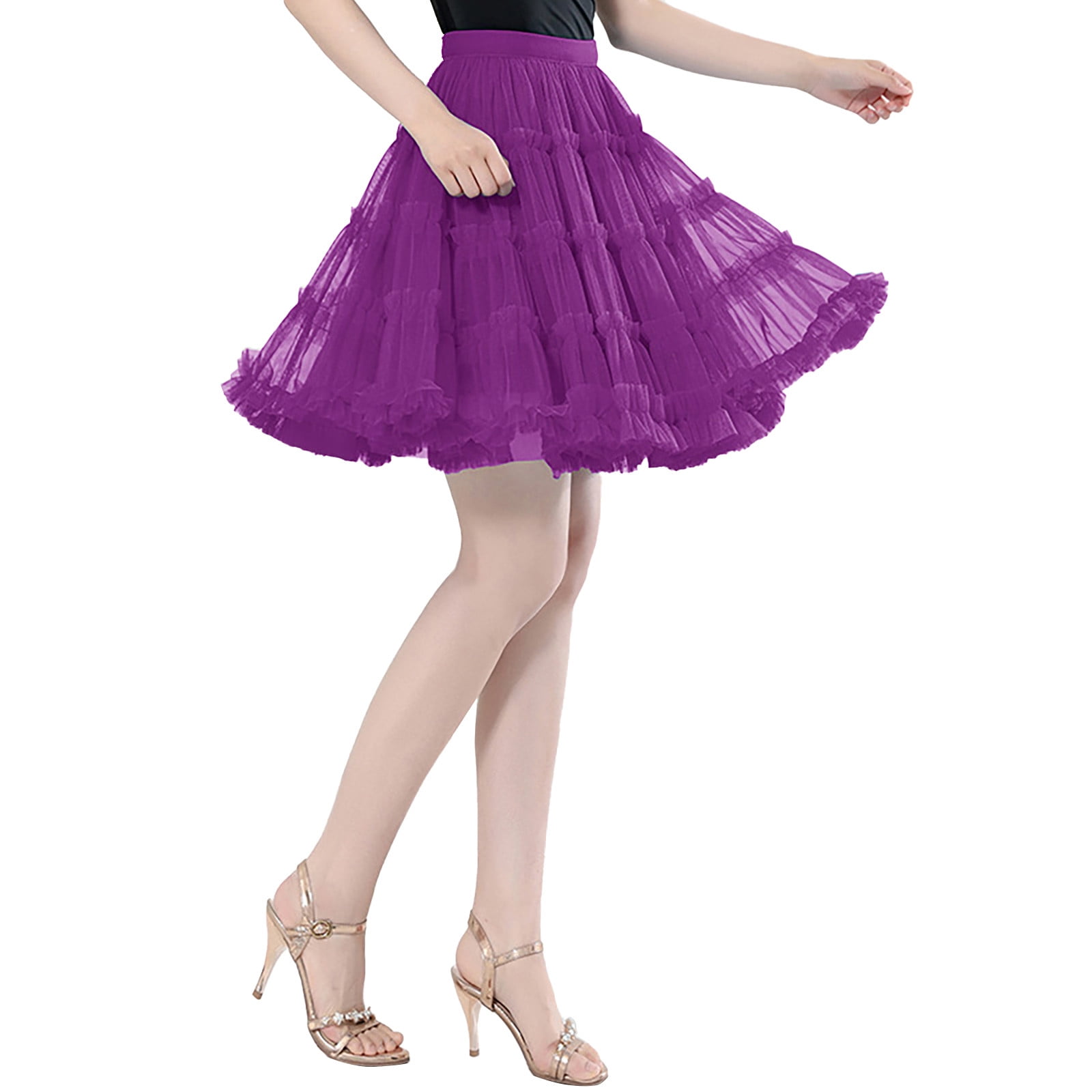 Mepaouo Womens Pleated Tulle Tutu 3 Layered Petticoat Tutus Puffy Party ...