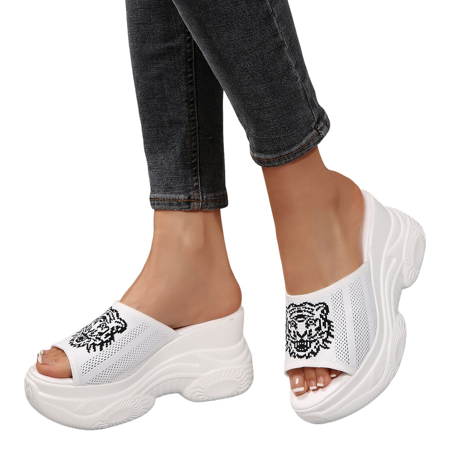 Mepaouo Womens Sandals Mesh Platform Slides Arch Support Wedge Sport ...