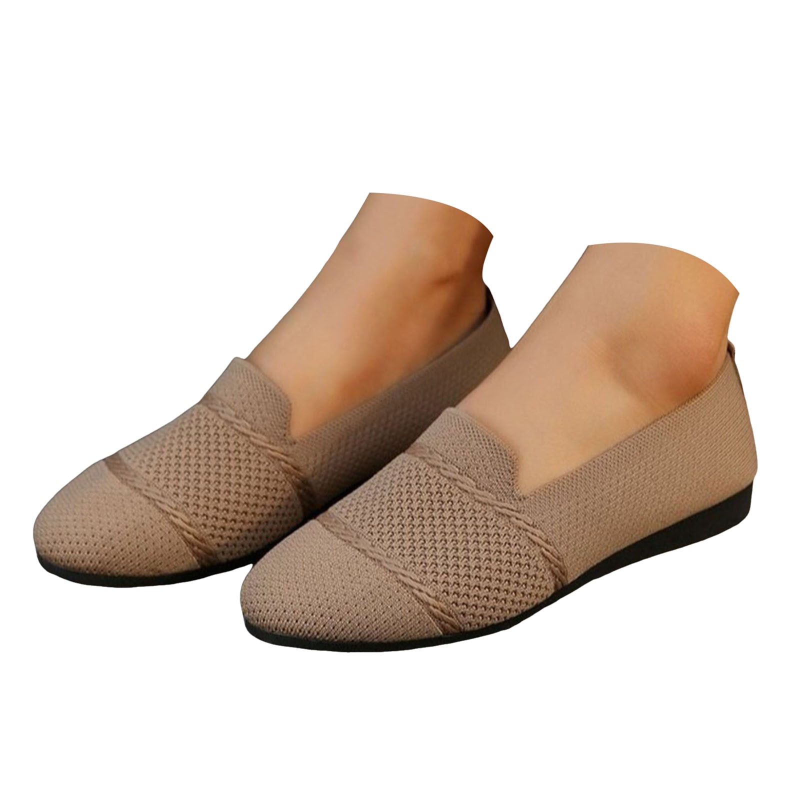 Mepaouo Womens Slip ins Knit Breathable Walking Flats Lightweight Work ...