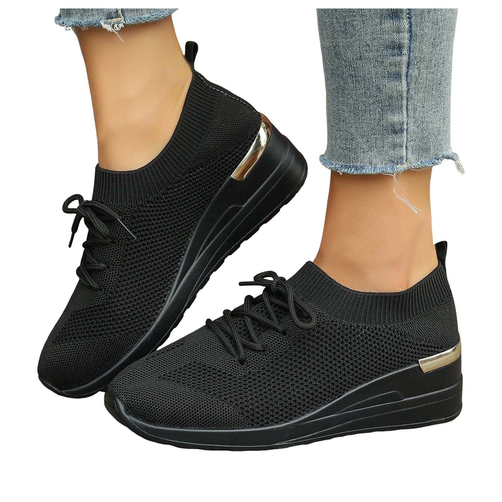 Mepaouo Womens Slip on Walking Shoes Hands Free Mesh Platform ...