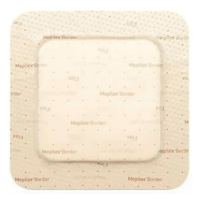 "Mepilex Border Flex Foam Wound Dressing, Adhesive, 3x3"" Square, 5 per ...