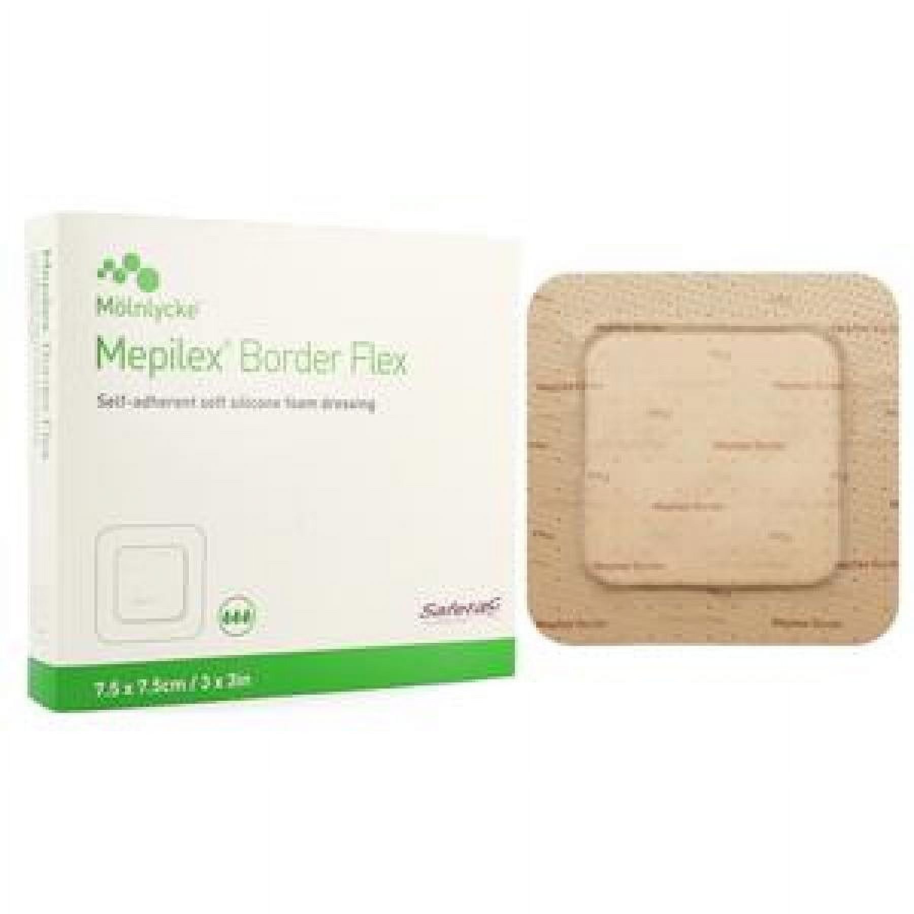 Mepilex Border Flex Bandage - 3x3 Inches Adhesive Wound Dressing, Soft ...