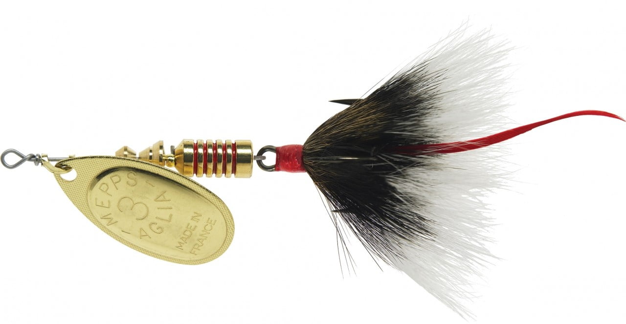 Mepps Aglia In-Line Spinner, 1/4oz, Dressed Treble Hook, Gold Blade ...