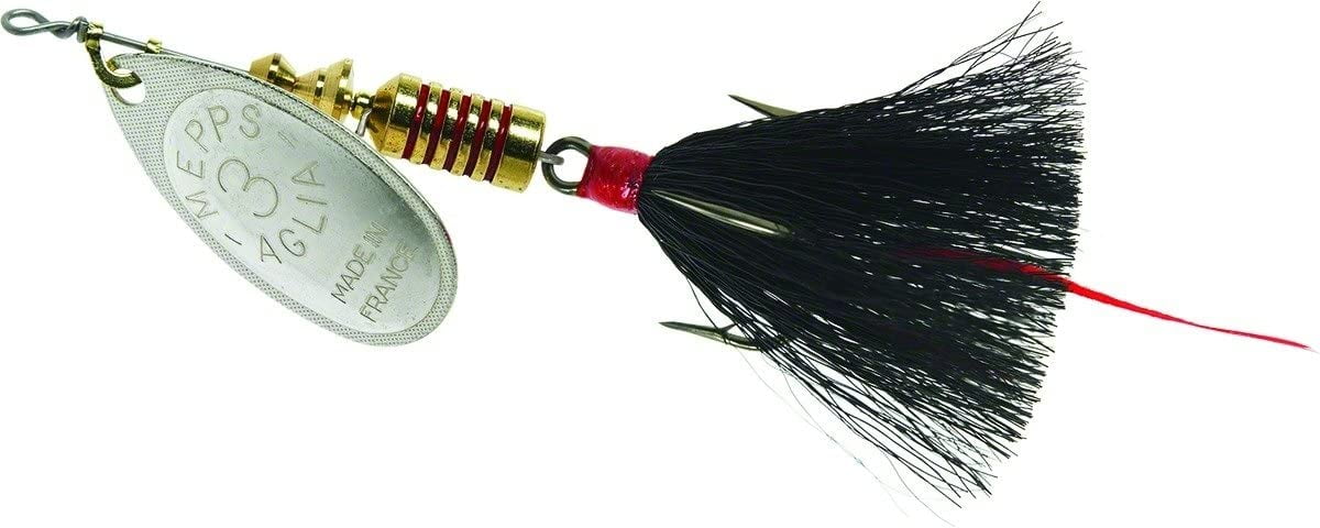 Mepps Aglia Dressed Treble Spinner Silver/Black Size 3, 1/4 Oz - B3ST S ...