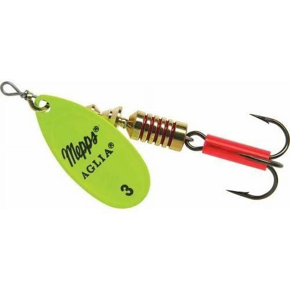 Mepps Aglia In-Line Spinner 1/3 oz, Plain Treble Hook, Hot Chartreuse ...