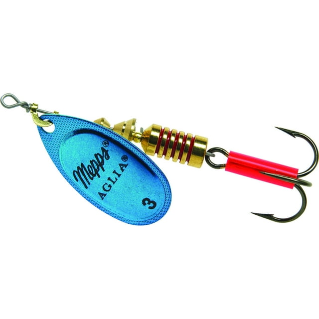 Mepps Aglia In-Line Spinner 1/4 oz, Plain Treble Hook, Blue & Platinum ...