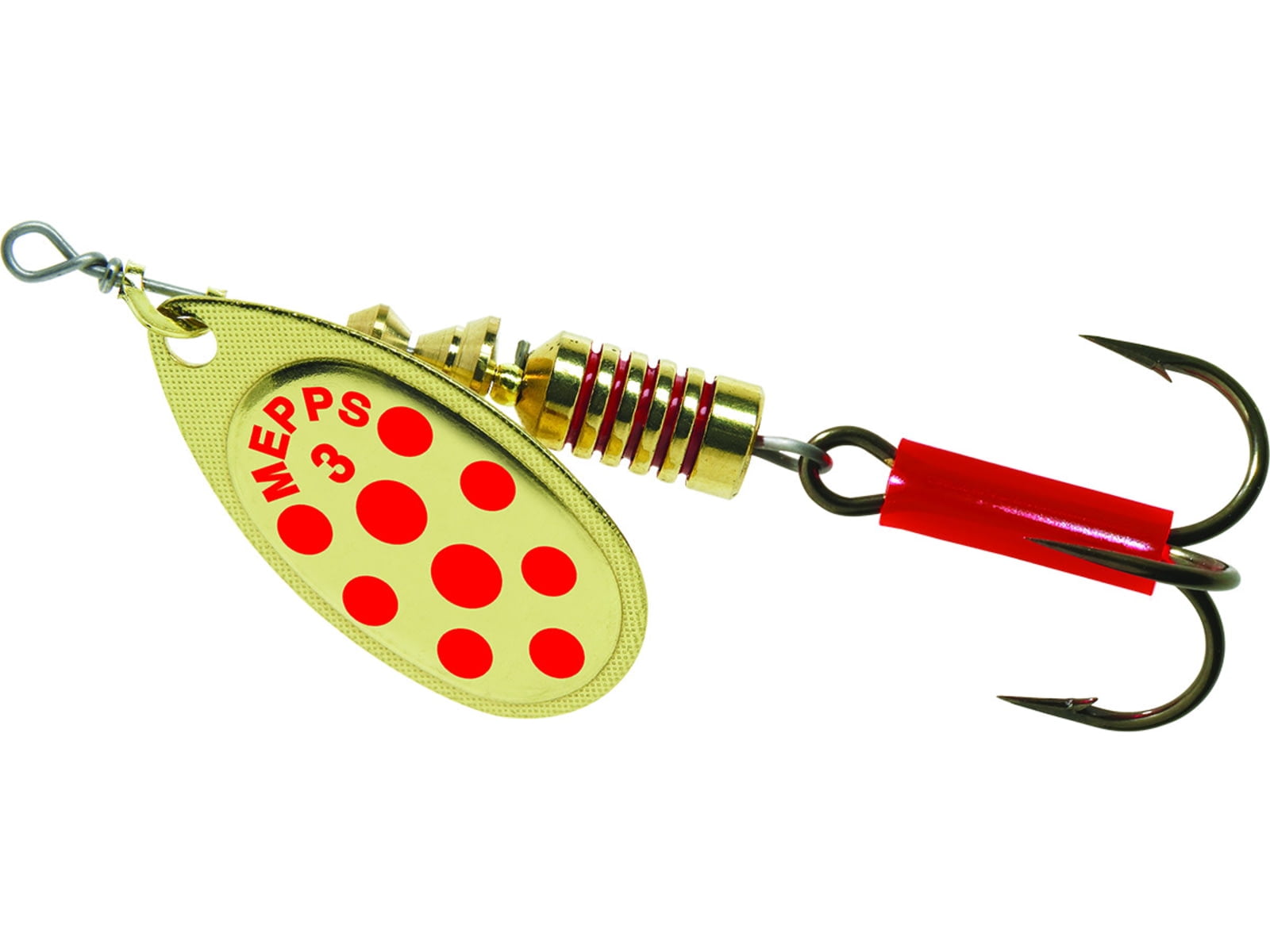 Mepps Aglia In-Line Spinner 1/4 oz, Plain Treble Hook, Gold & Red Dot ...