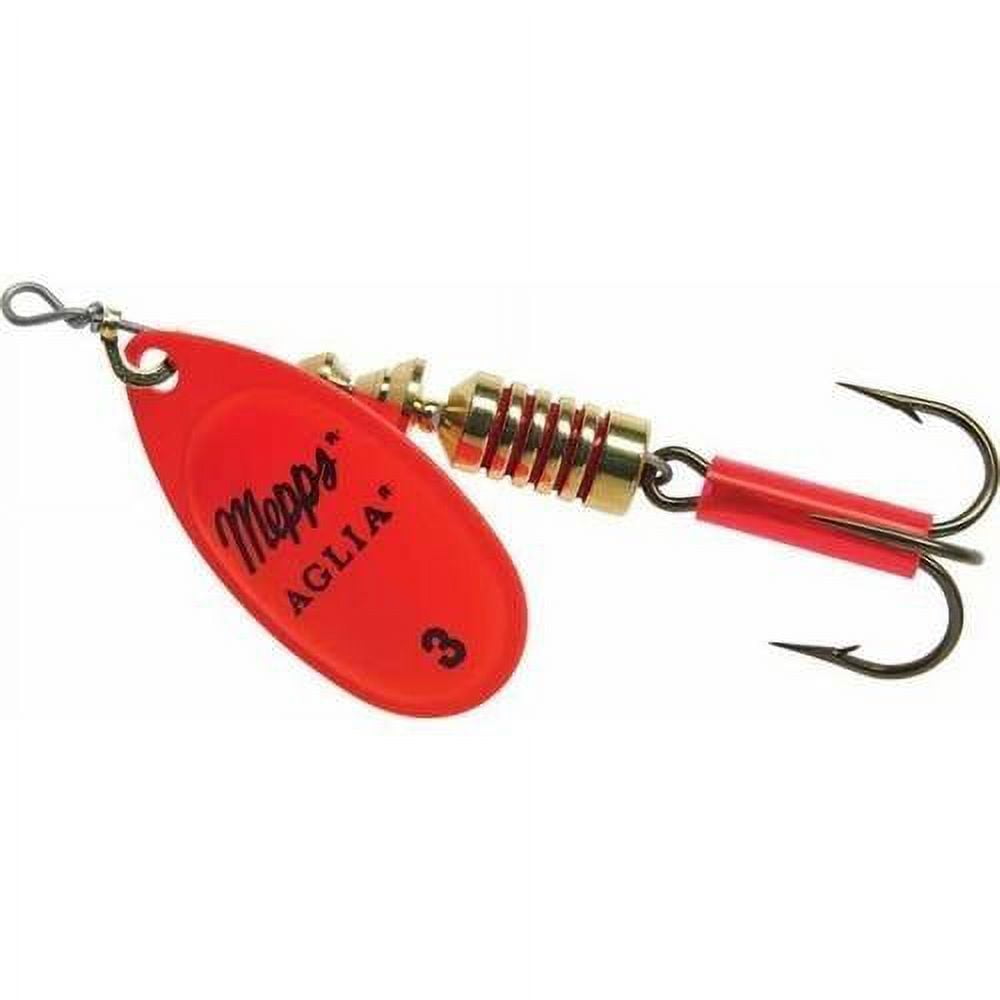 Mepps Aglia In-Line Spinner 1/4 oz, Plain Treble Hook, Hot Orange Blade ...
