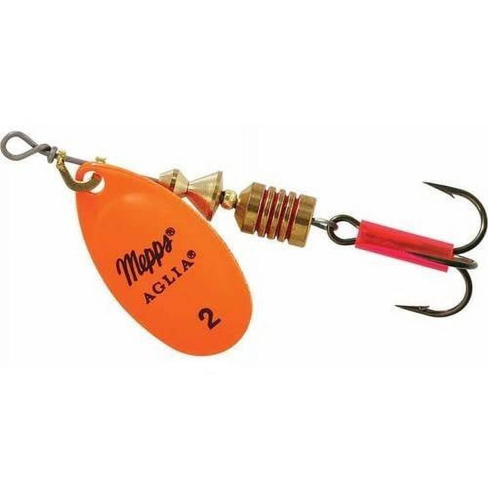 Mepps Aglia In-Line Spinner 1/6 oz, Plain Treble Hook, Hot Orange Blade ...