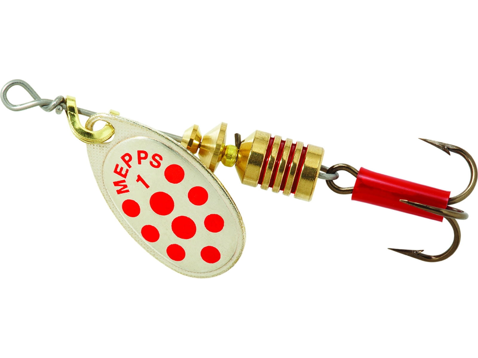 Mepps Aglia In-Line Spinner 1/8 oz, Plain Treble Hook, Silver & Red Dot ...