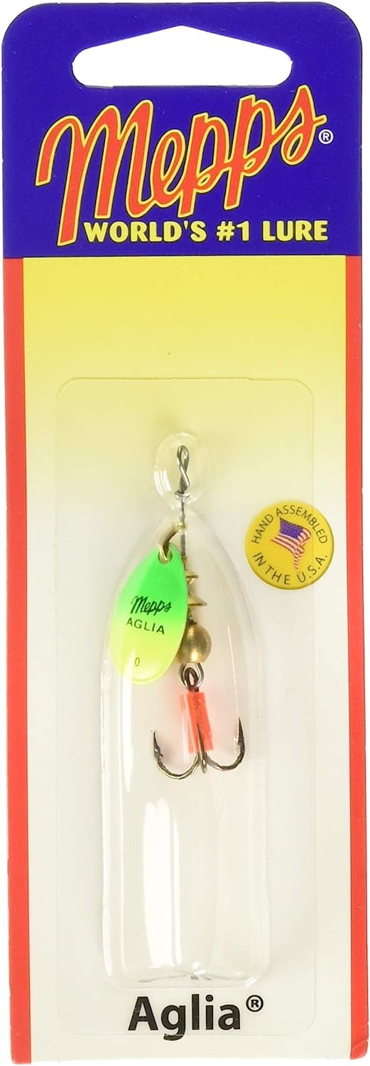 Mepps Aglia Plain Treble Fishing Lure, Green/Chartreuse 1/2 Oz - B5 ...