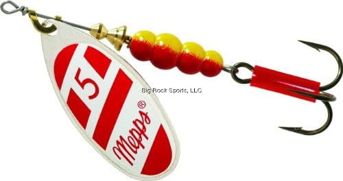 Mepps Aglia Plain Treble Fishing Lure, Silver/Red 1/2 Oz - B5 S/RW ...