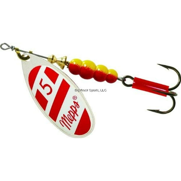 Mepps Aglia Plain Treble Fishing Lure, Silver/Red 1/2 Oz - B5 S/RW ...