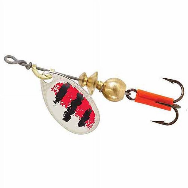 Mepps Aglia Plain Treble Hook Inline Spinner, 1/8 oz, Silver Red Black ...